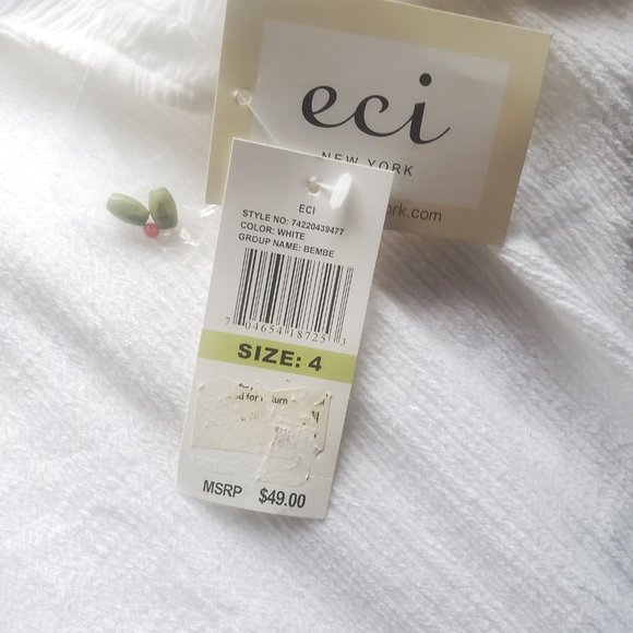 ECI | Tops | Eci New York White Top With Colorful Beads | Poshmark